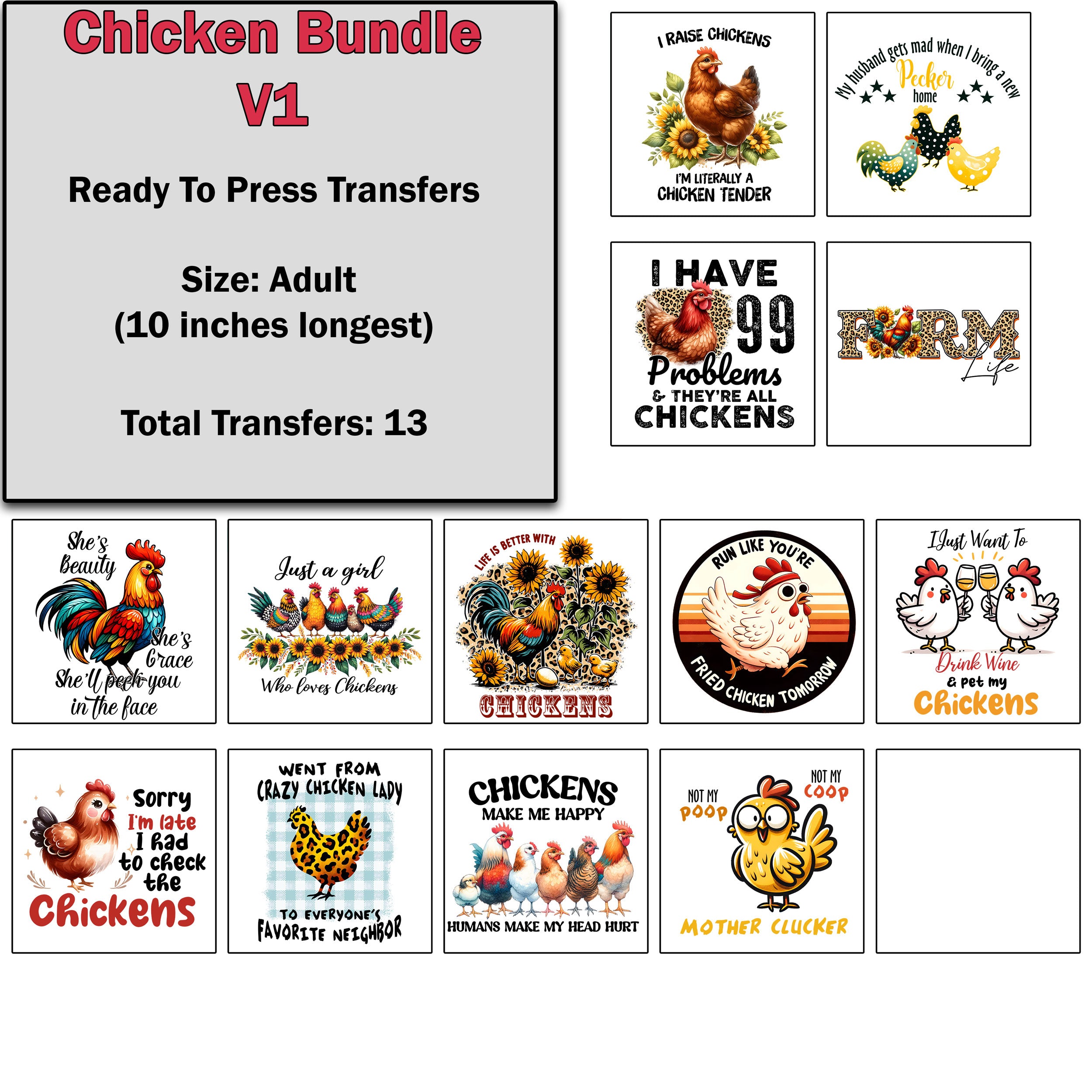 Chicken Transfer Bundle 1 – iCraftVinyl