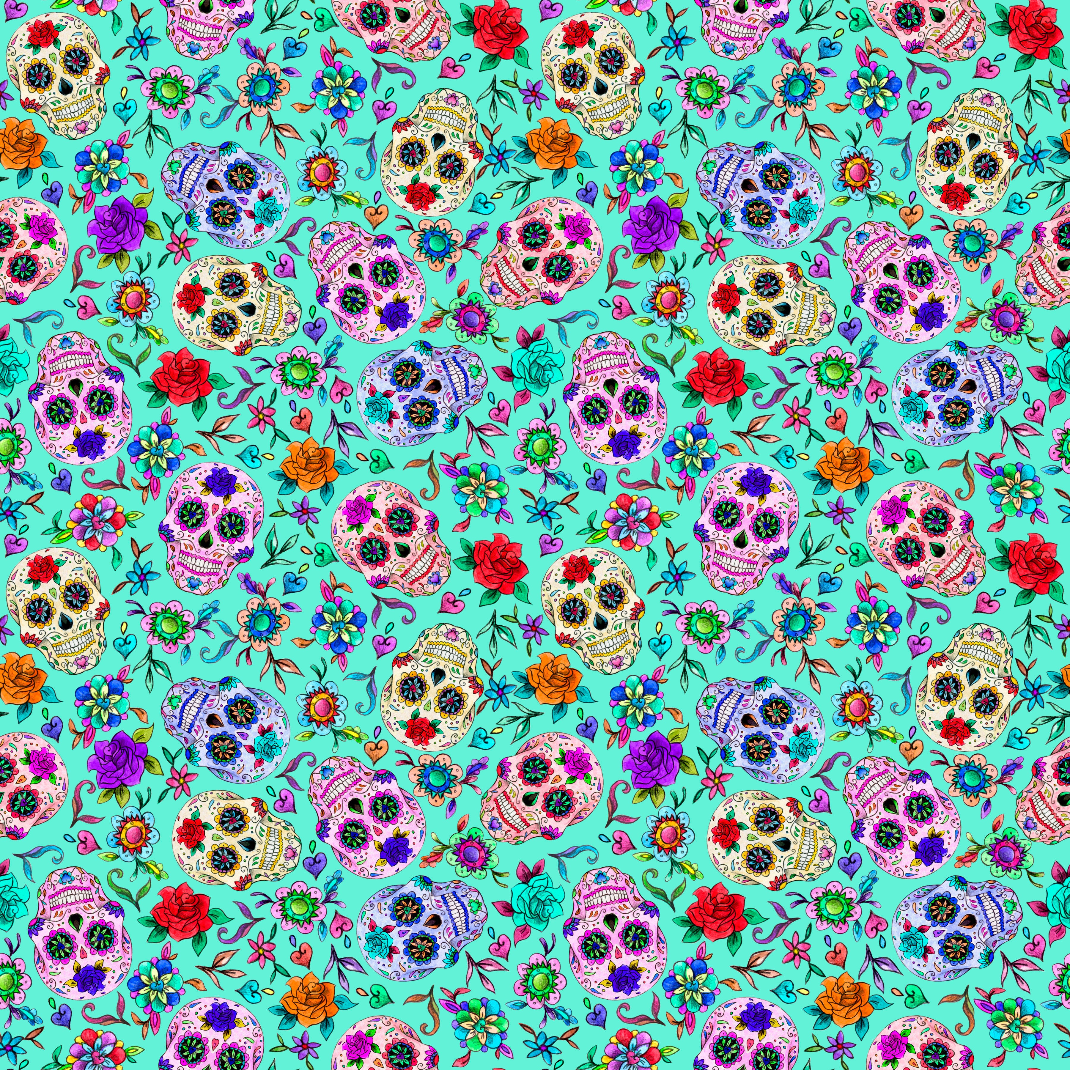 Sugar Skulls Blue Background 12x12 Patterned Vinyl Sheet – iCraftVinyl